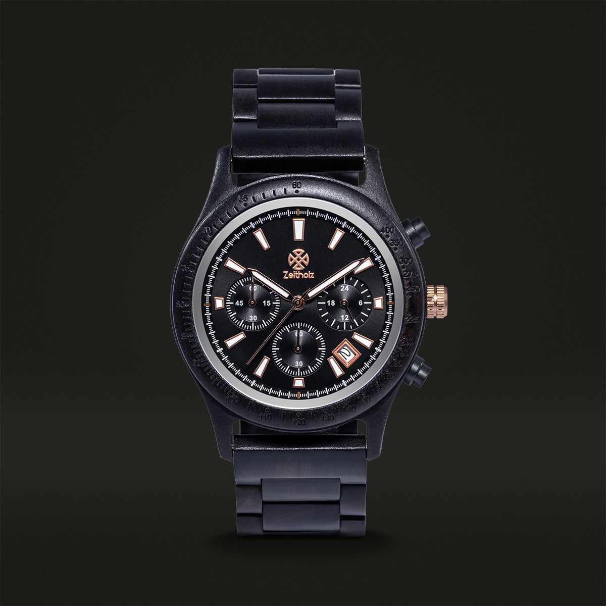 Bergen Black Sandalwood - 42mm Men's Wristwatch - Zeitholz - Zeitholz