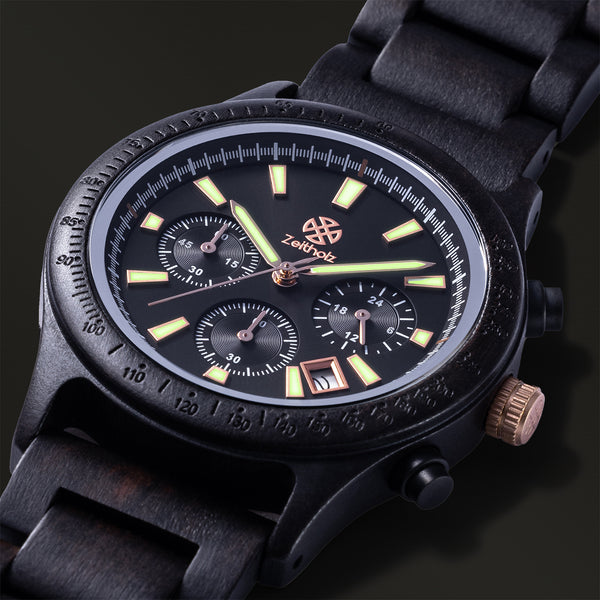 Bergen Black Sandalwood - 42mm Men's Wristwatch - Zeitholz - Zeitholz